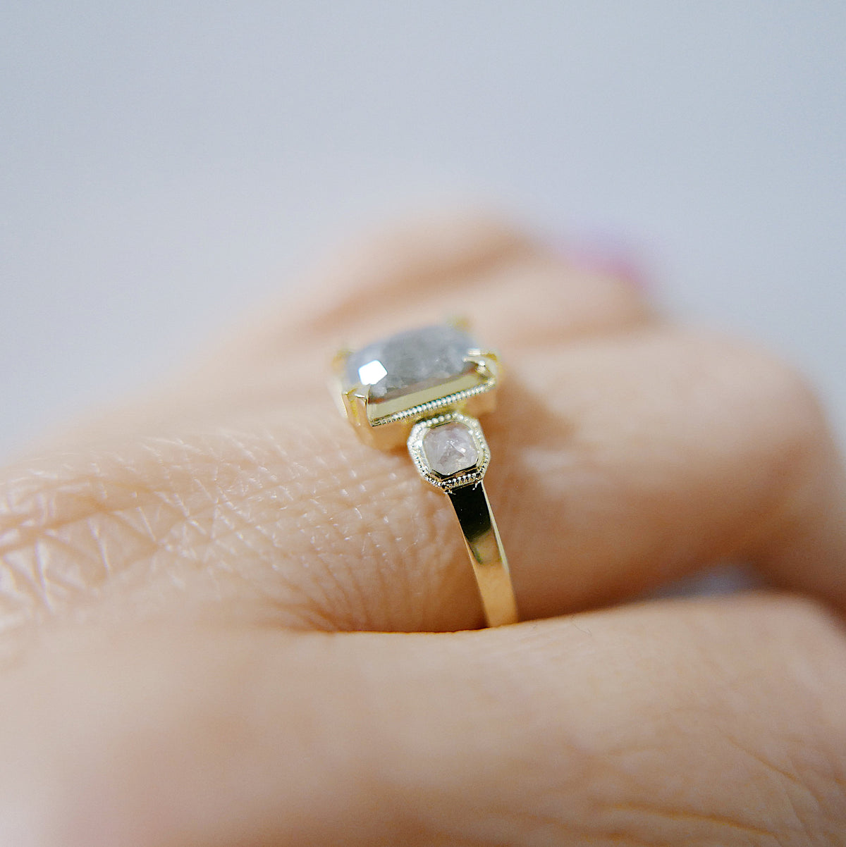 Esme Rustic Grey Diamond Ring | Mason Grace
